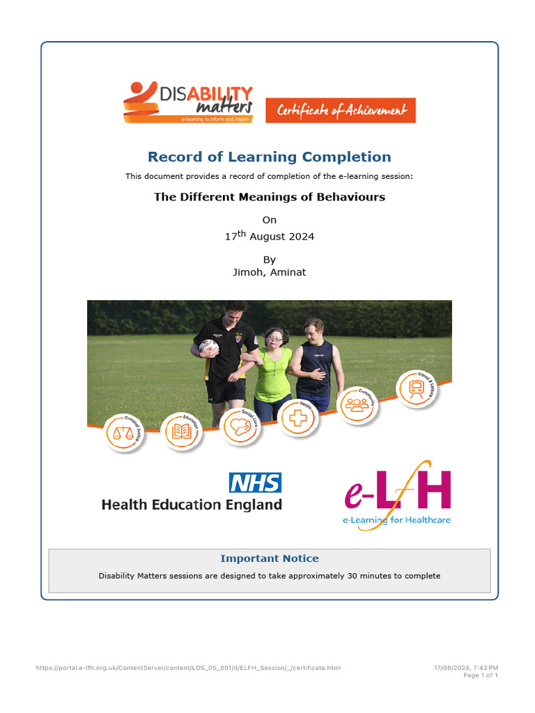 Record of Learning Completion 4 | PDF