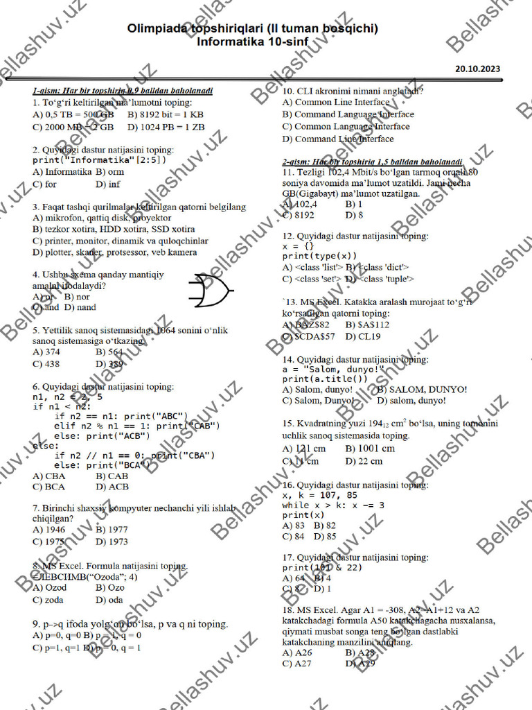 Informatika 10-Sinf | PDF