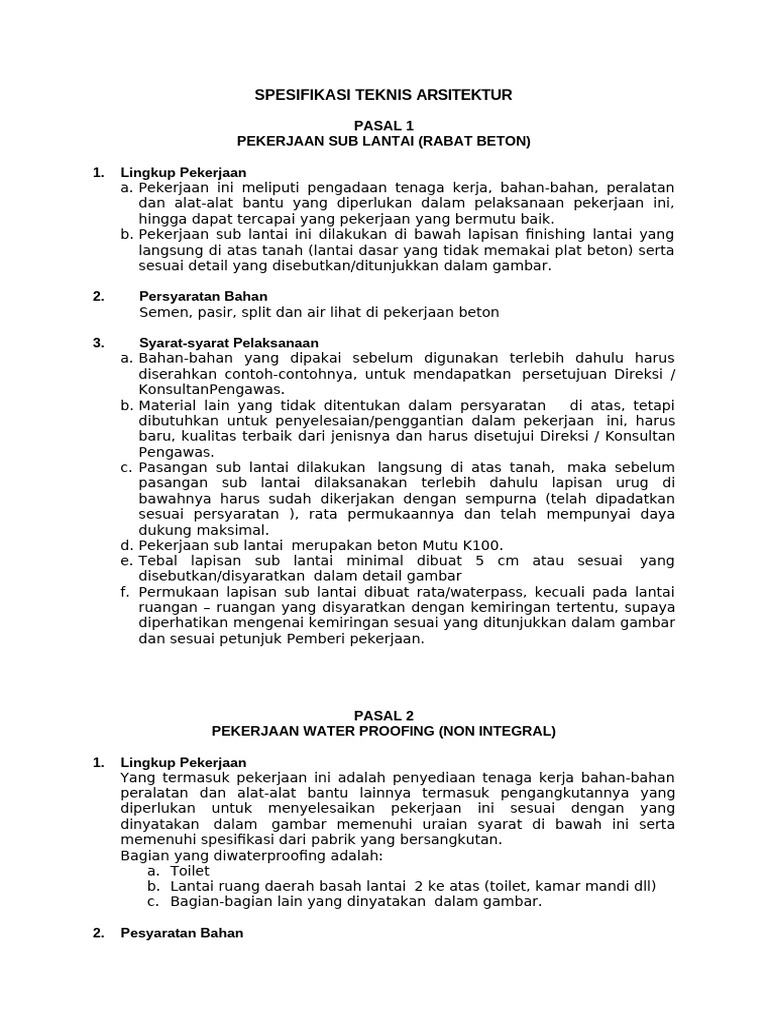 Spesifikasi Teknis Arsitektur | PDF | Teknologi & Rekayasa