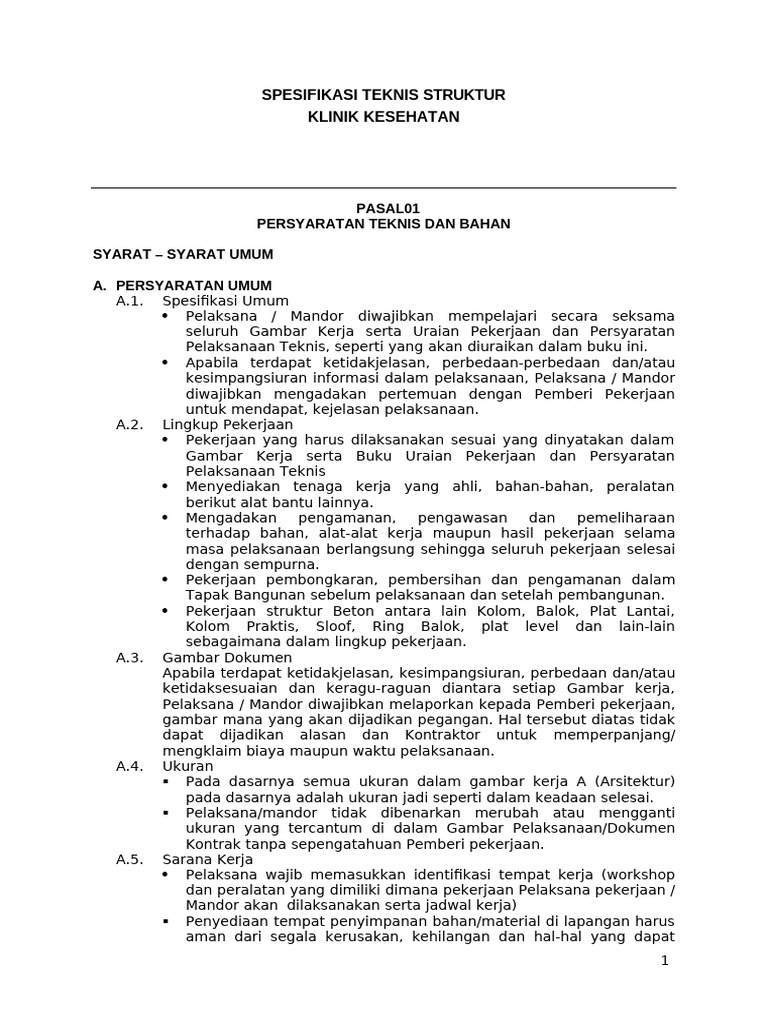SPESIFIKASI TEKNIS Struktur | PDF | Griya & Taman | Komputer