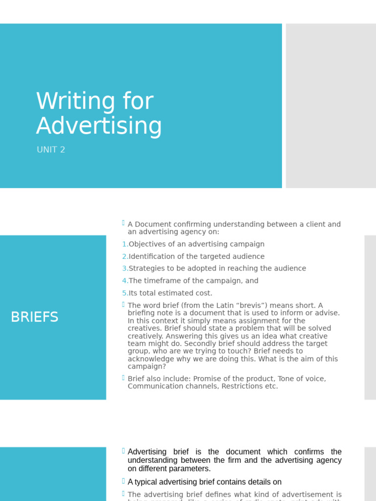 Briefs Unit 2 | PDF | Marketing | Advertising