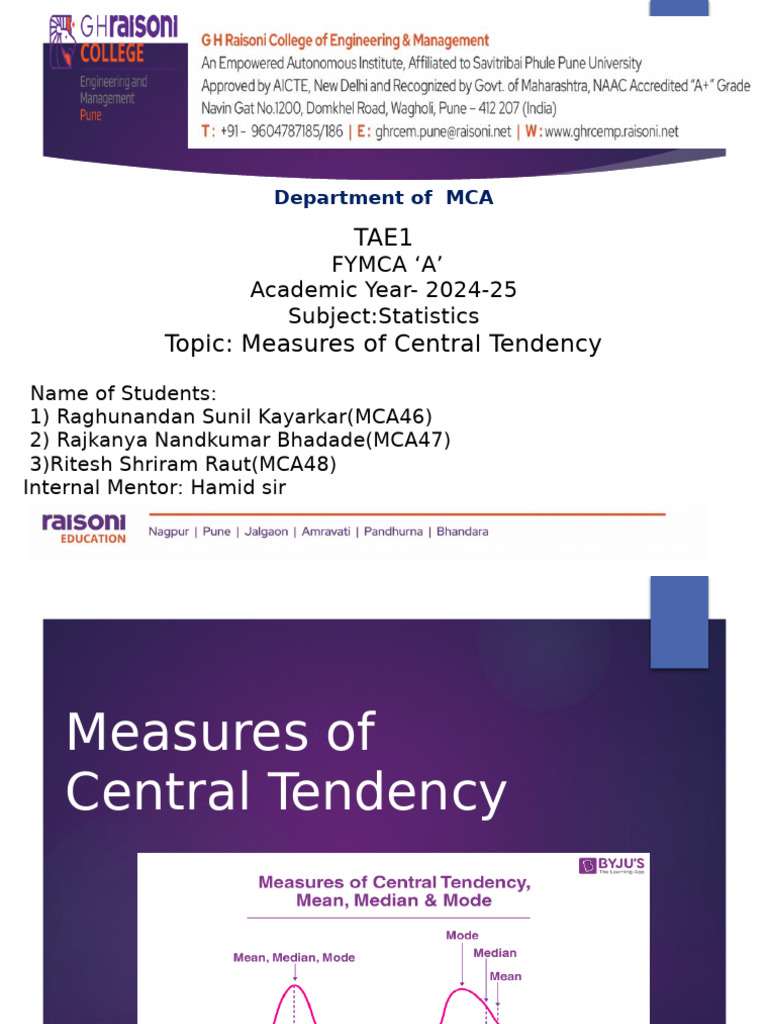 Statistic Presentation Pdf Mode Statistics Mean