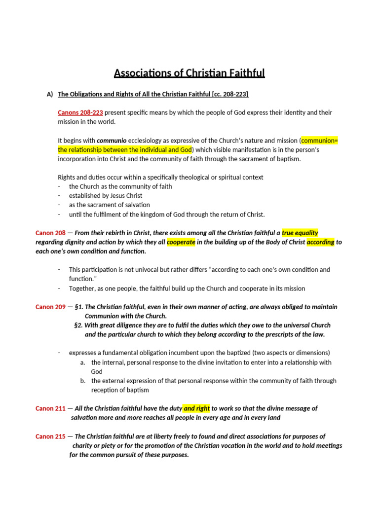 Associations of Christian Faithful | PDF | Catholic Church | Laity