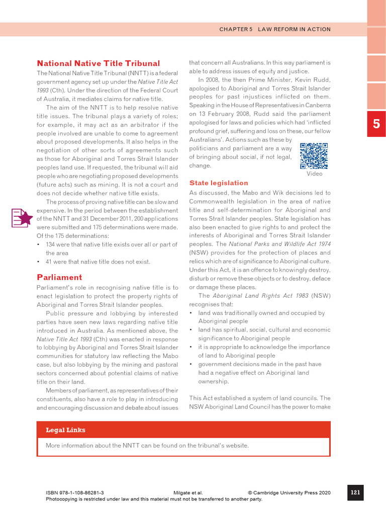 Native Title Legislation and Administration | PDF | Public Law | Justice