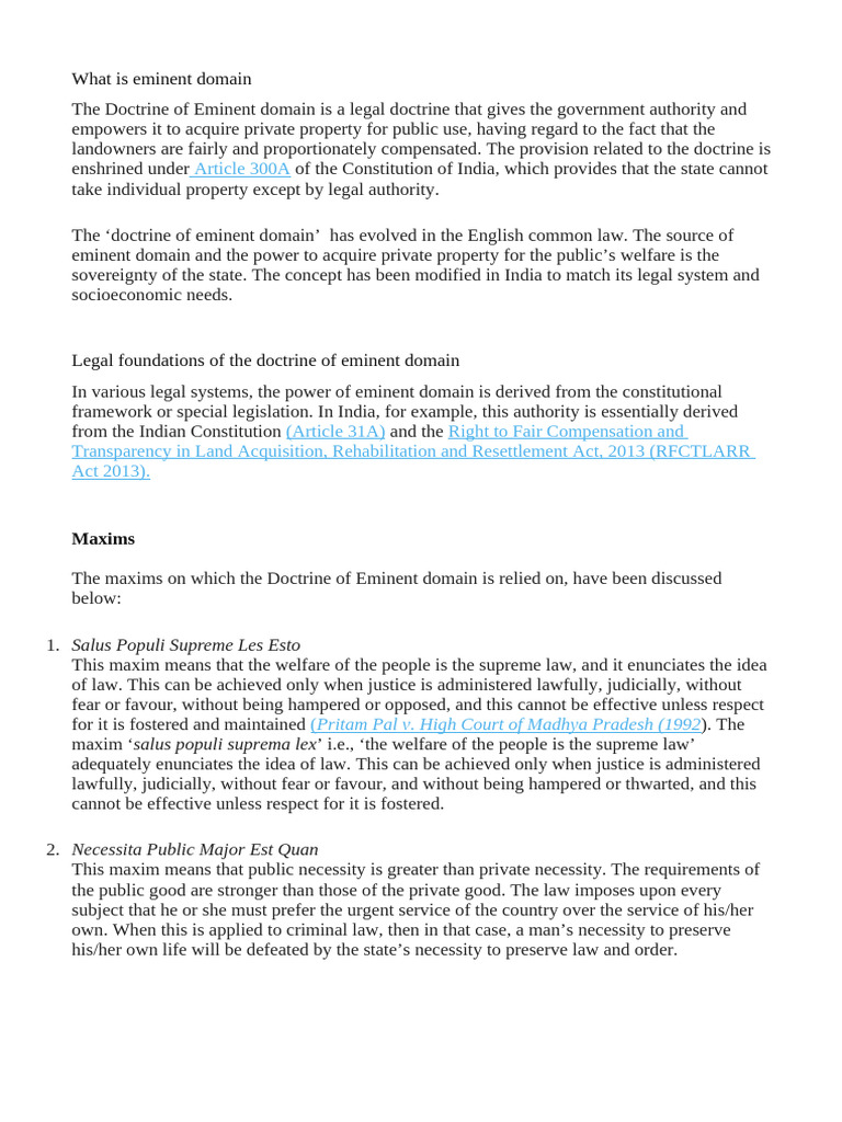 What Is Eminent Domain | PDF | Eminent Domain | Governance
