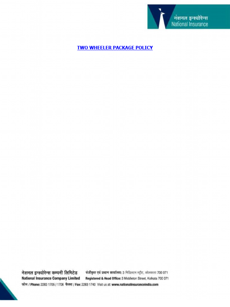 Two Wheeler Insurance Policy Terms | PDF | Indemnity | Insurance
