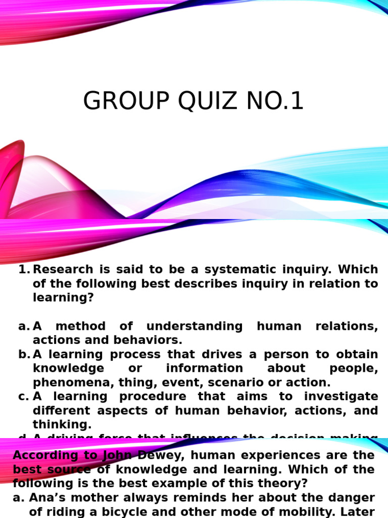 Group Quiz No | PDF | Learning | Constructivism (Philosophy Of Education)