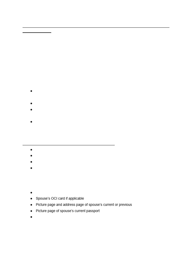 OCI Application Checklist for Spouses | PDF | Government And Personhood