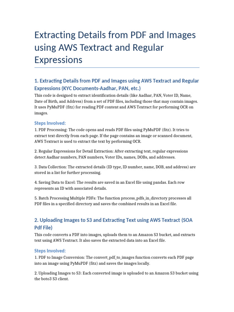 Extracting Details AWS Textract | PDF