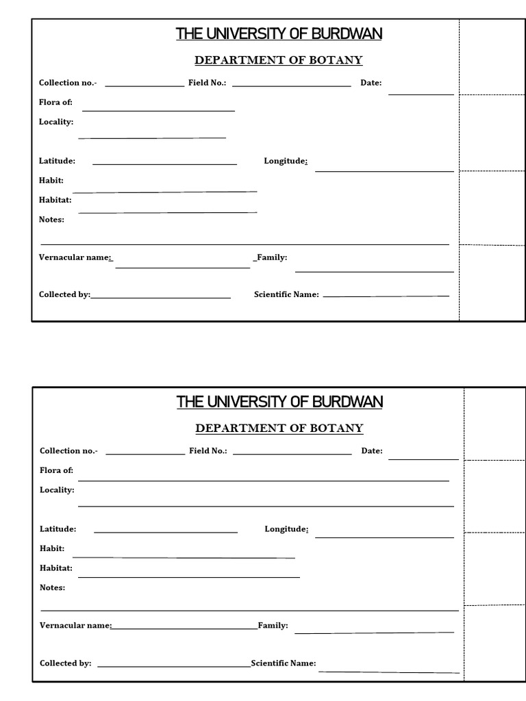 Botany Collection Data Template | PDF