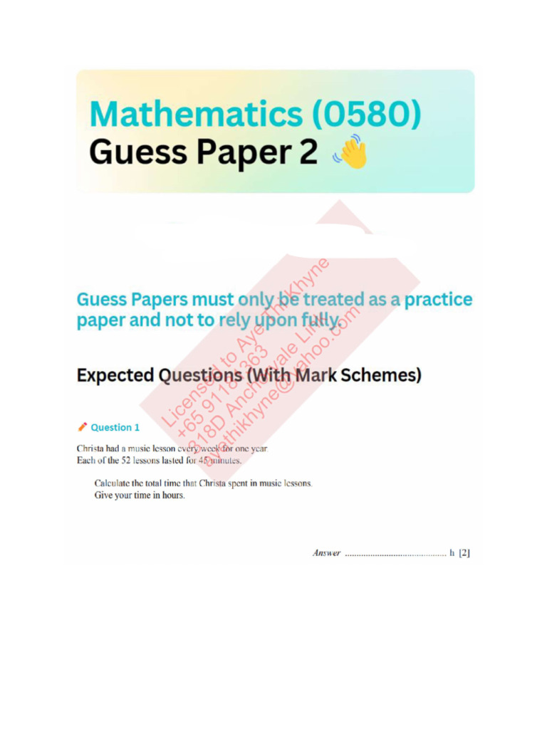 0580 E Math Paper 2 Oct Nov 2024 | PDF