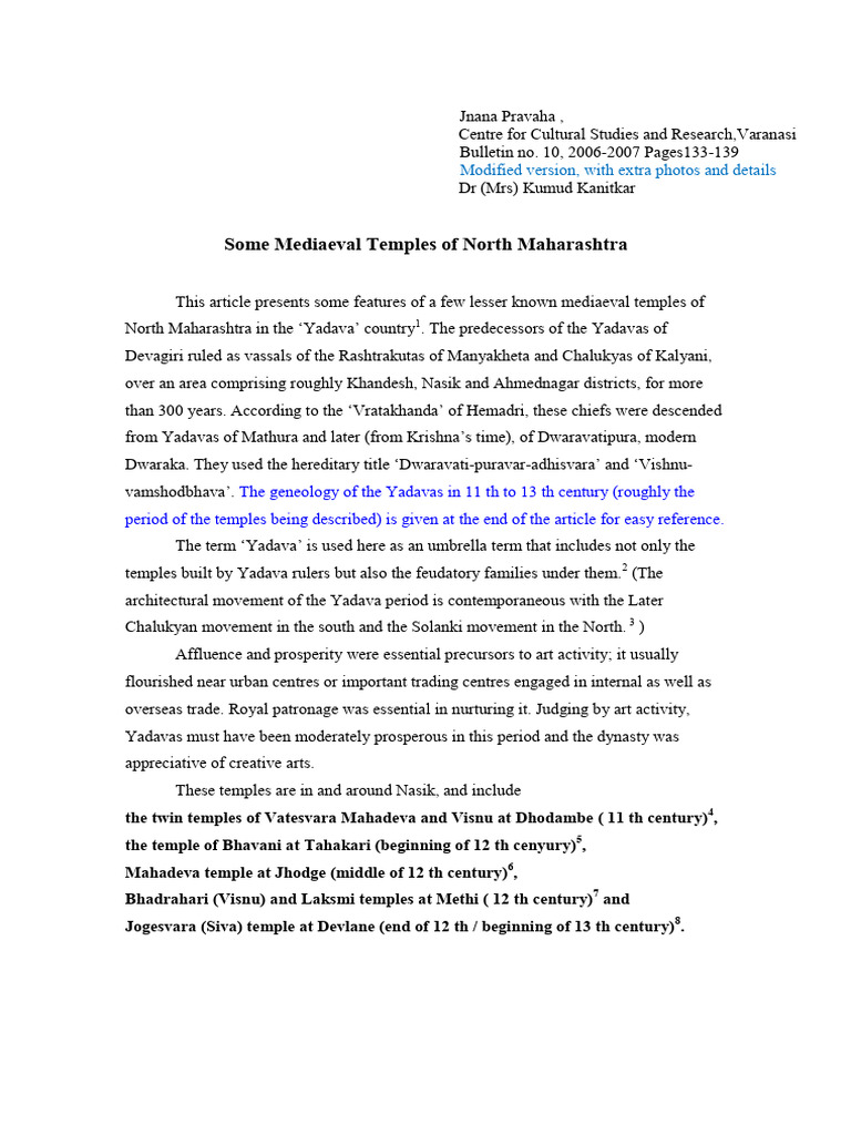 Some Mediaeval Temples of North Maharash | PDF | Religion & Spirituality