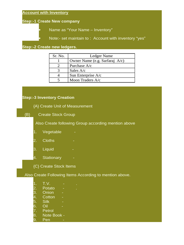 Account with Inventory | PDF | Inventory