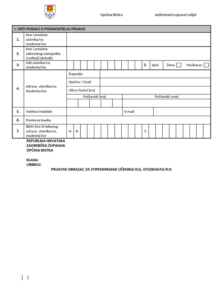 Obrazac Prijave | PDF