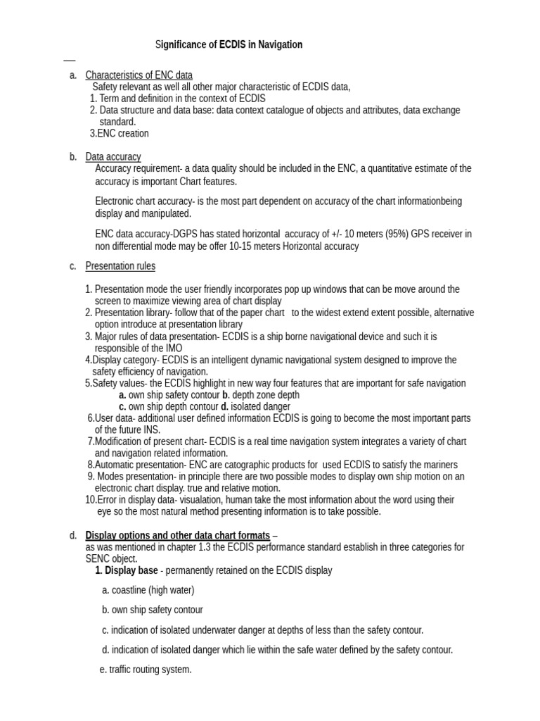 Summary Essay 1 Significance of ECDIS in Navigation | PDF | Navigation | Computing