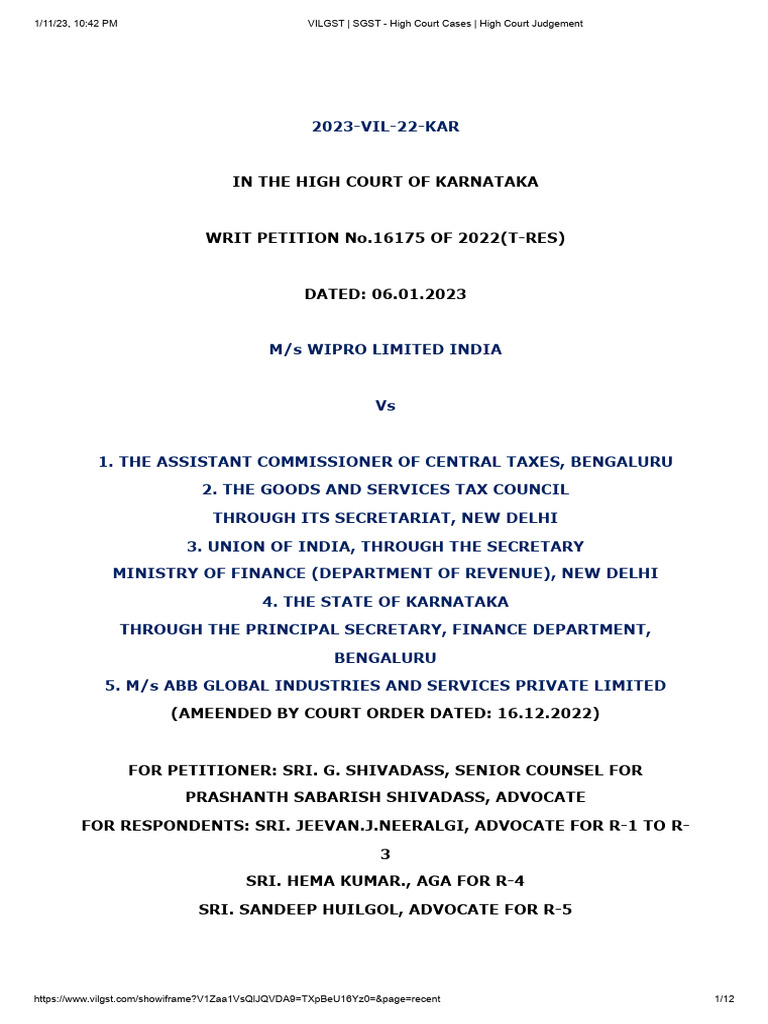 High Court Ruling on GST Circular 183/15/2022 | PDF | Mandamus