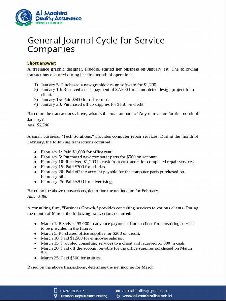 Eco 12, General Journal Cycle For Service Companies | PDF | Debits And ...