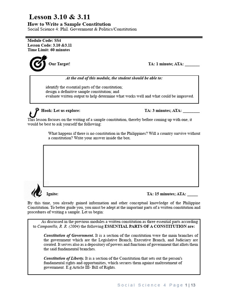 Writing a Sample Constitution Guide | PDF | Constitution | Committee