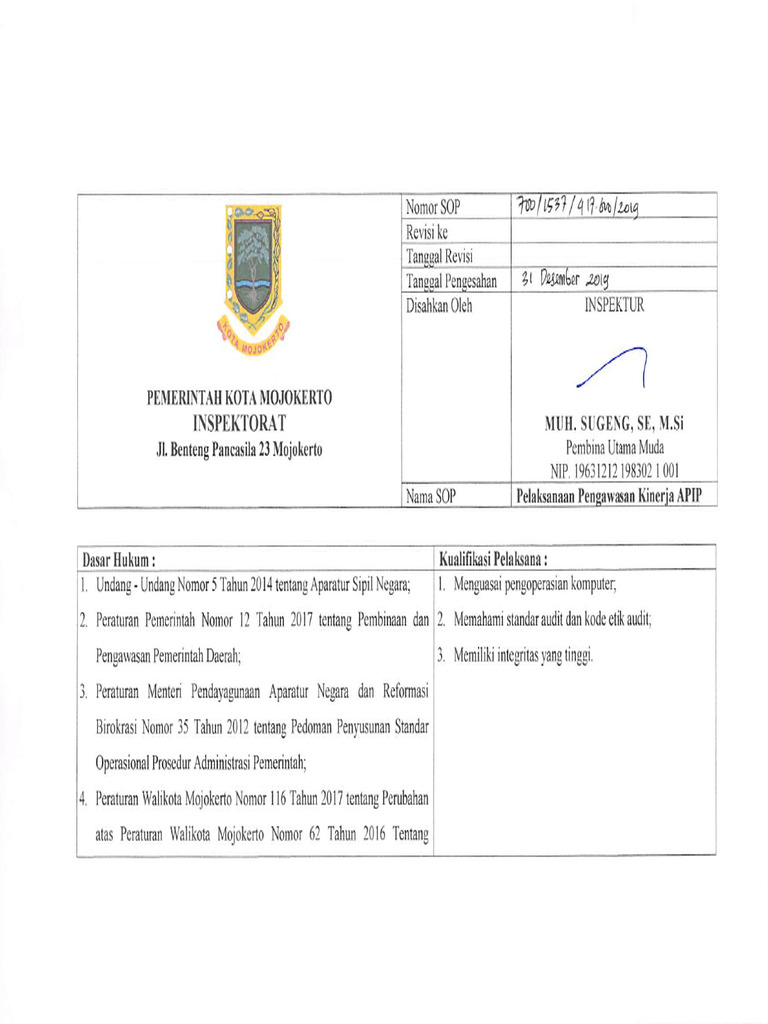 Pelaksanaan Pengawasan Kinerja APIP | PDF