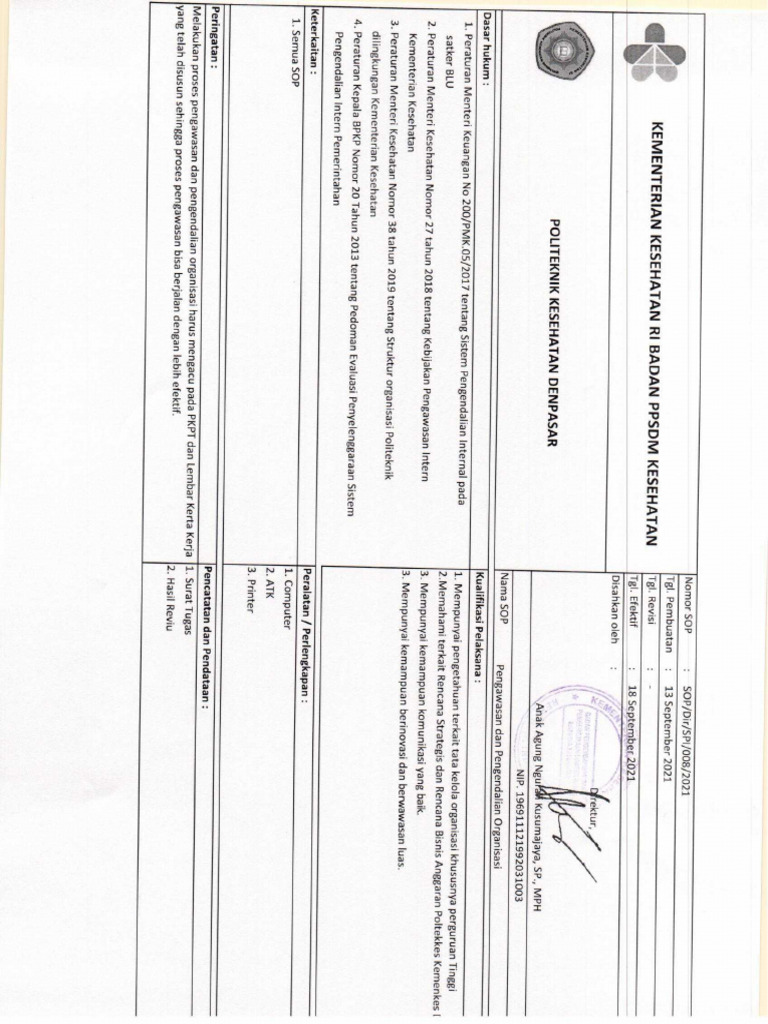 Scan SOP Pengawasan Dan Pengendalian | PDF