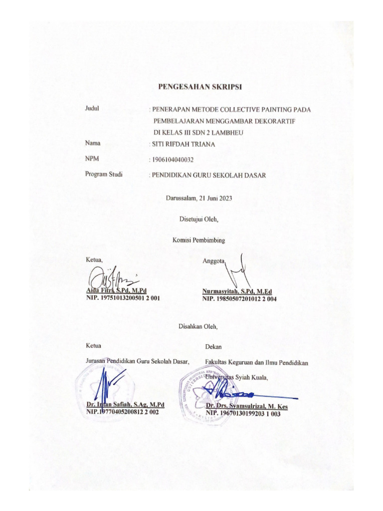 Pengesahan Skripsi | PDF