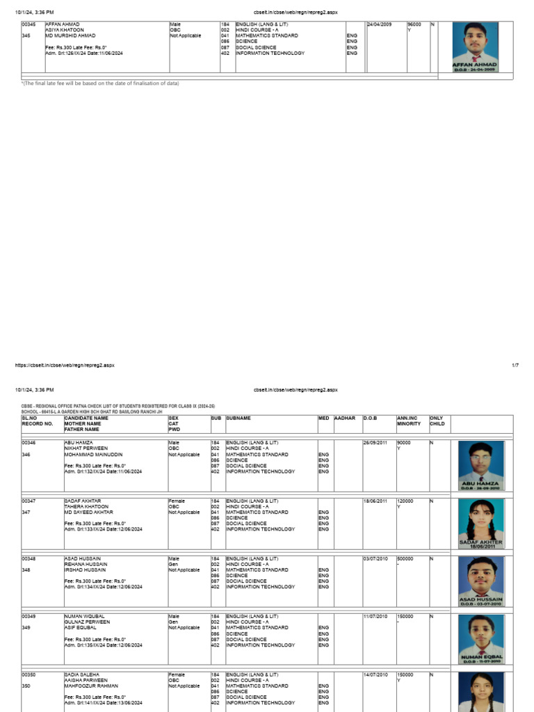 Palm From SL No. 345 To 375 Class IX Checklist (24-26) Total 31 | PDF ...