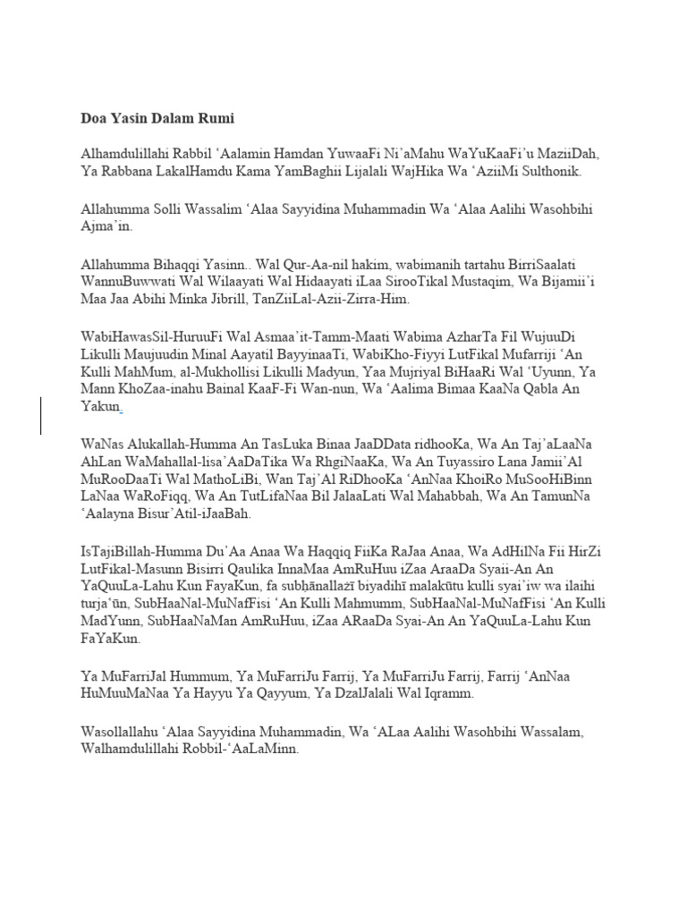 Doa Yasin Dalam Rumi | PDF | Social Science | Religion & Spirituality