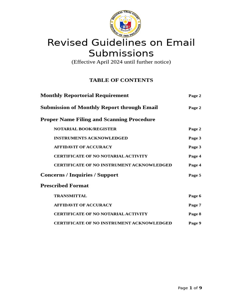 Electronic Mail Submission Guidelines | PDF | Notary Public | Affidavit