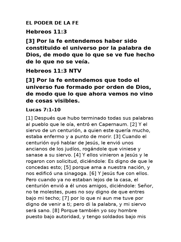 El Poder de La Fe | PDF | Bendición | Jesús