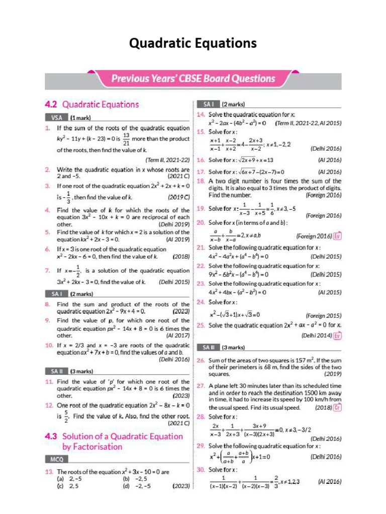 quadratic equation 1 | PDF