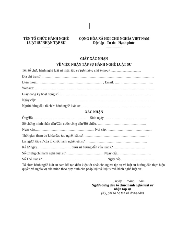 Mau Giay Xac Nhan Viec Nhan Tap Su | PDF