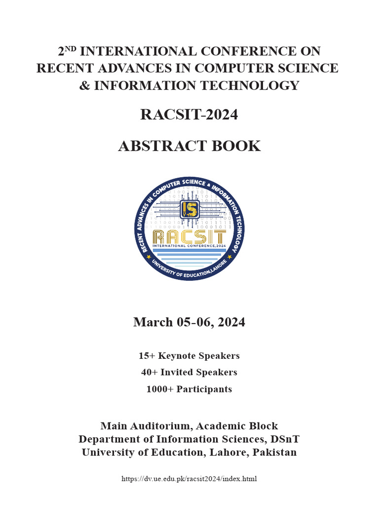 RACSIT 2024 Conference Abstracts | PDF | Artificial Intelligence | Intelligence (AI) & Semantics