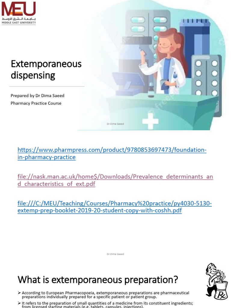 Extemporaneous Preparation in Pharmacy | PDF | Pharmaceutical ...