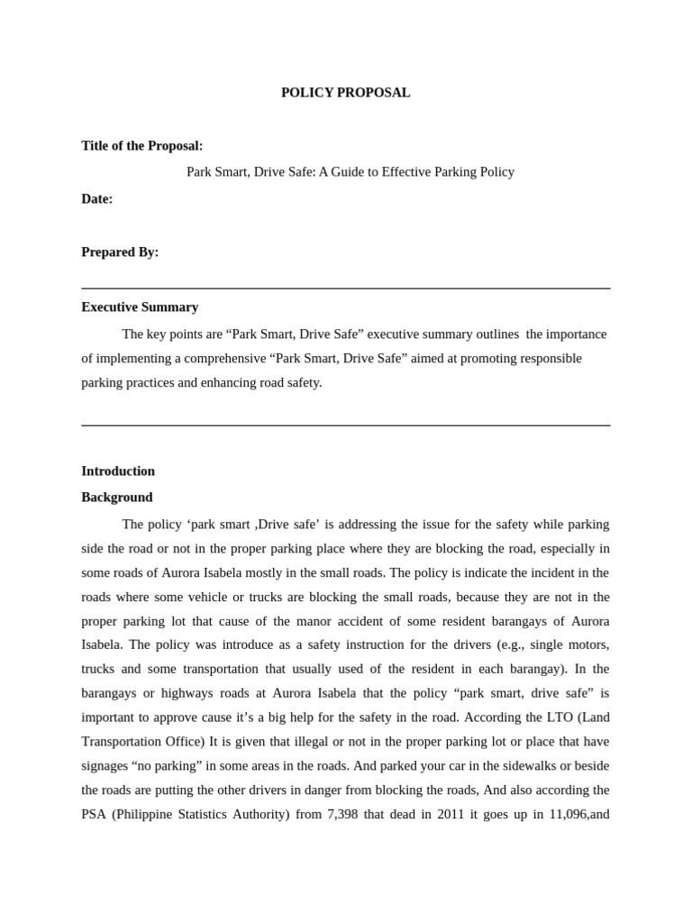 POLICY-PROPOSAL | PDF | Traffic | Parking