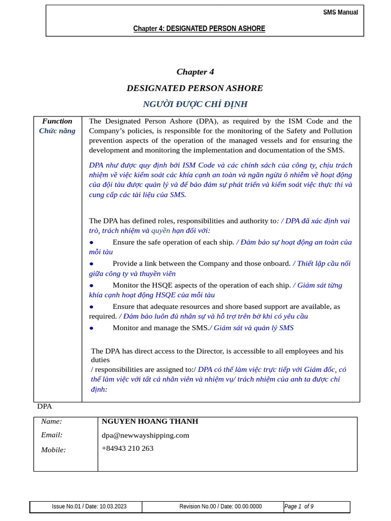Chapter 04. Designated Person Ashore - DPA - HP | PDF
