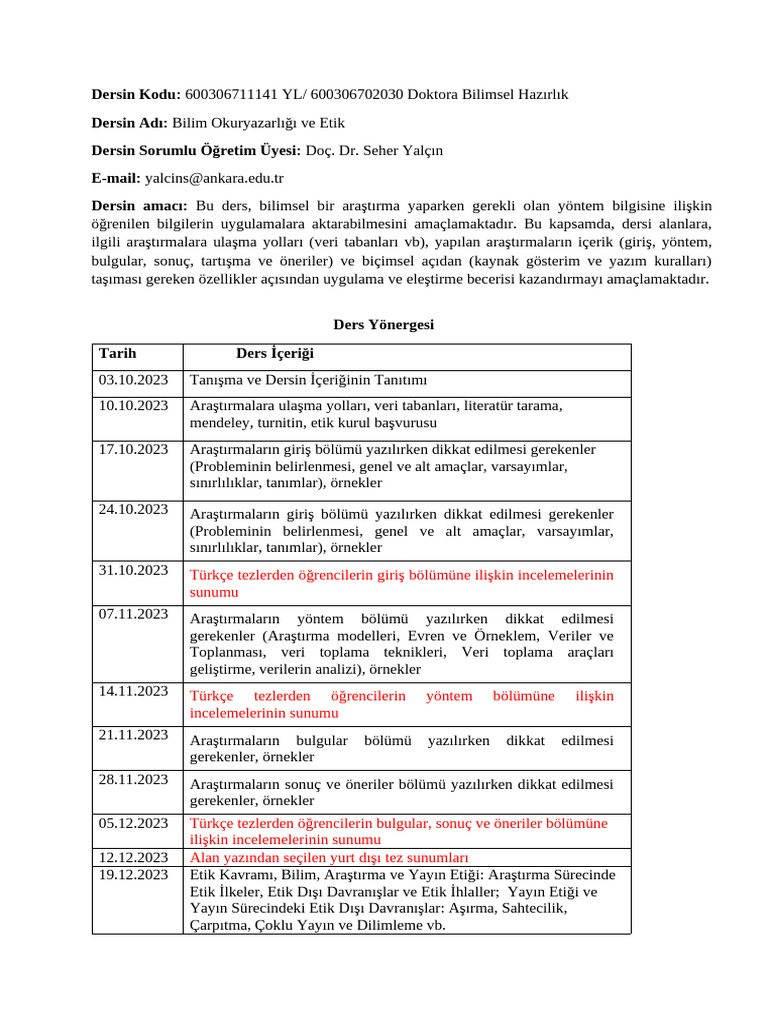 Bilimokuryazarlığı Ve Etik - Izlence - 23 - 24 | PDF