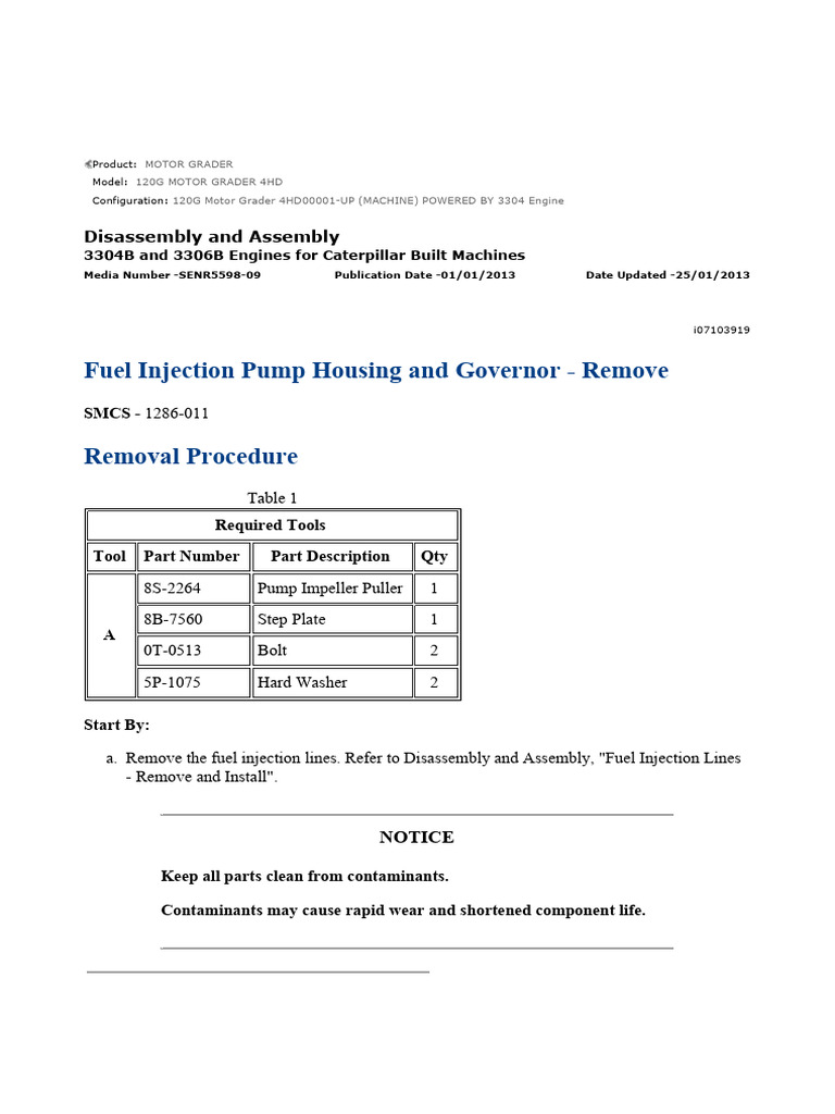 Caterpillar Cat 120G Motor Grader 4HD00001 | PDF | Screw | Engines