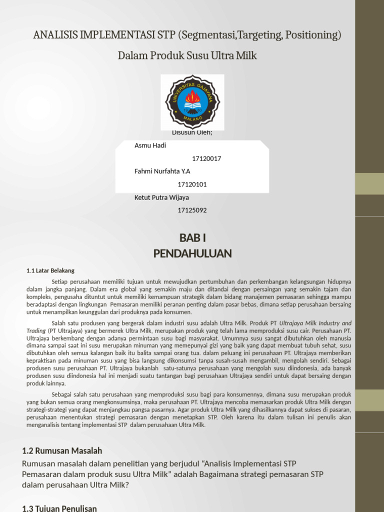 ANALISIS IMPLEMENTASI STP (Segmentasi, Targeting, Positioning ...