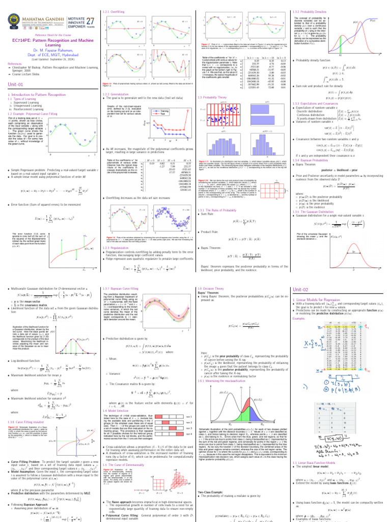 PRML RefSheet | PDF | Least Squares | Normal Distribution