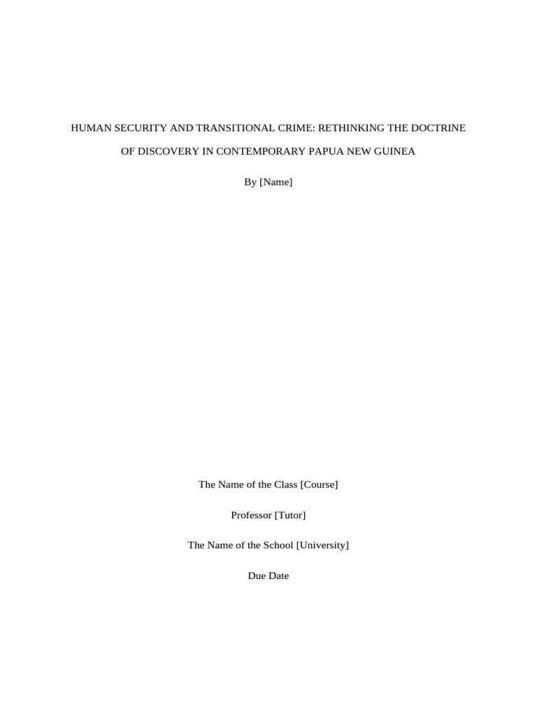Human Security and Transitional Crime: Rethinking The Doctrine of ...