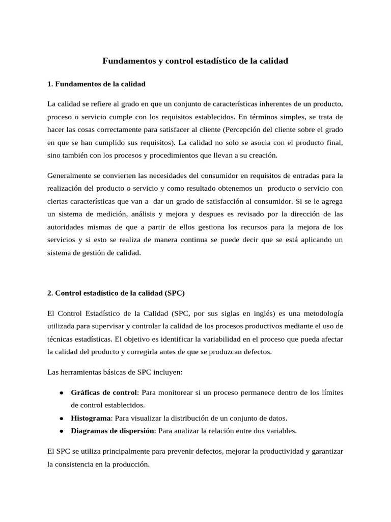 Fundamentos y Control Estadístico de La Calidad | PDF | Calidad (comercial) | Gestión de la calidad