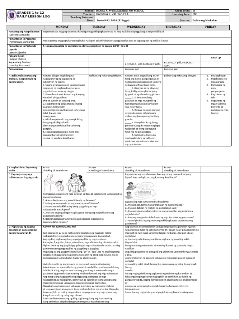 DLL - Esp 6 - Q2 - W8 2024 | PDF