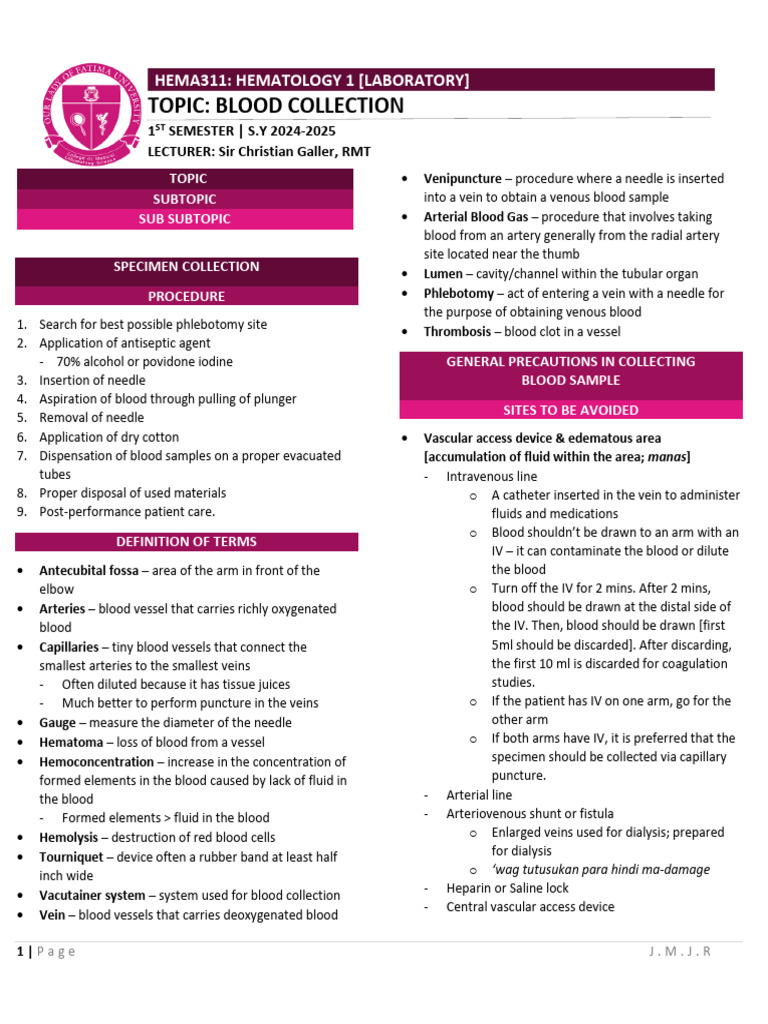 Hema Lab 2 - Blood Collection | PDF | Coagulation | Vein