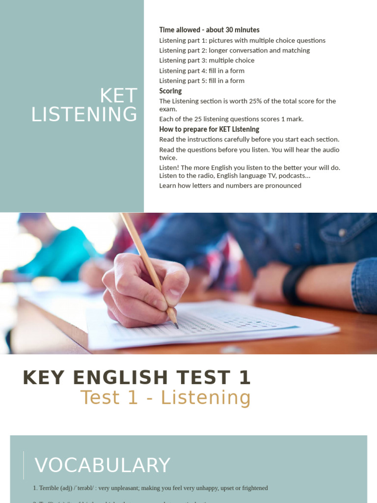 KET 1 - Test 1 - Listening | PDF | Language Arts & Discipline | Art