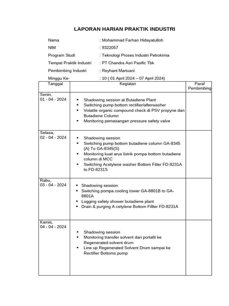 Draft Laporan Mingguan Ke-10 | PDF | Technology & Engineering
