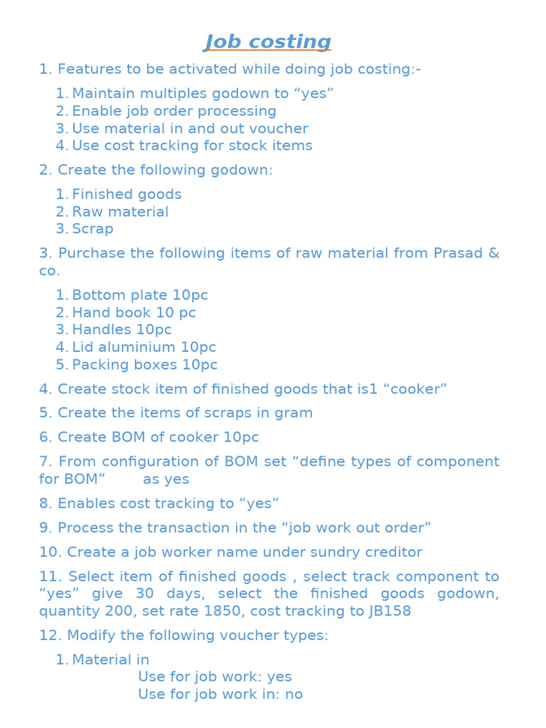 Job Costing Process and Configuration Guide | PDF