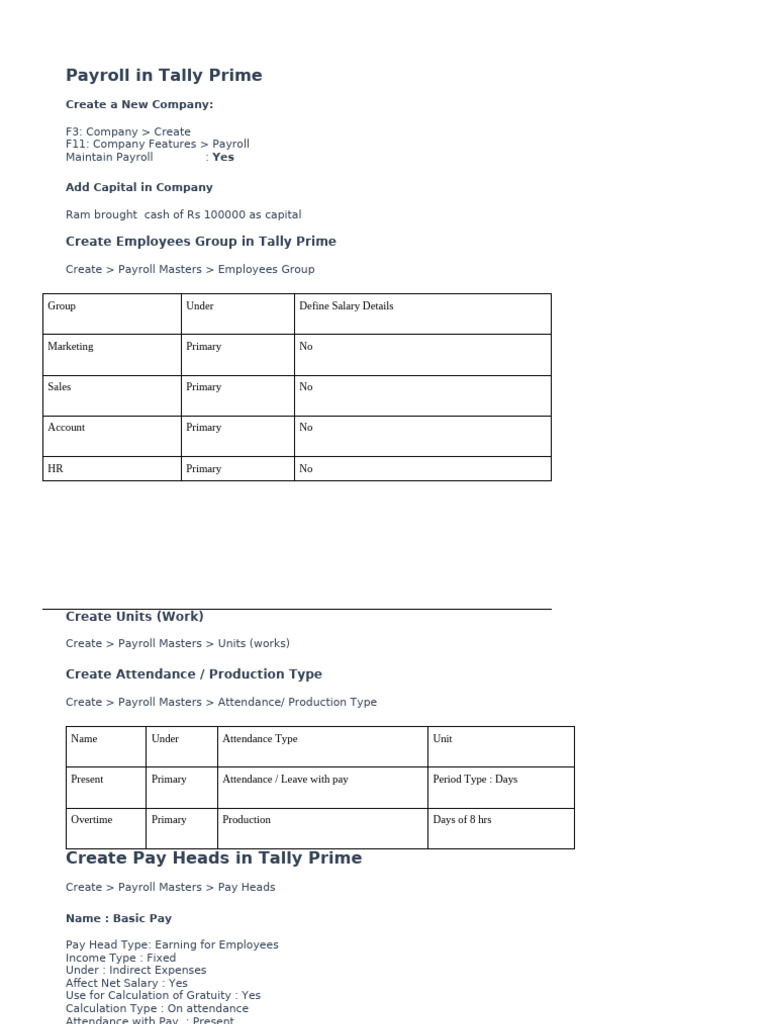 Payroll in Tally Prime | PDF | Payroll | Salary