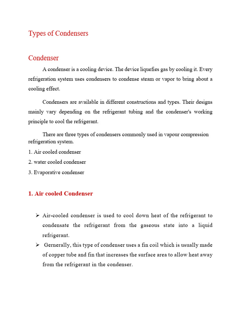Type of Condensers | PDF