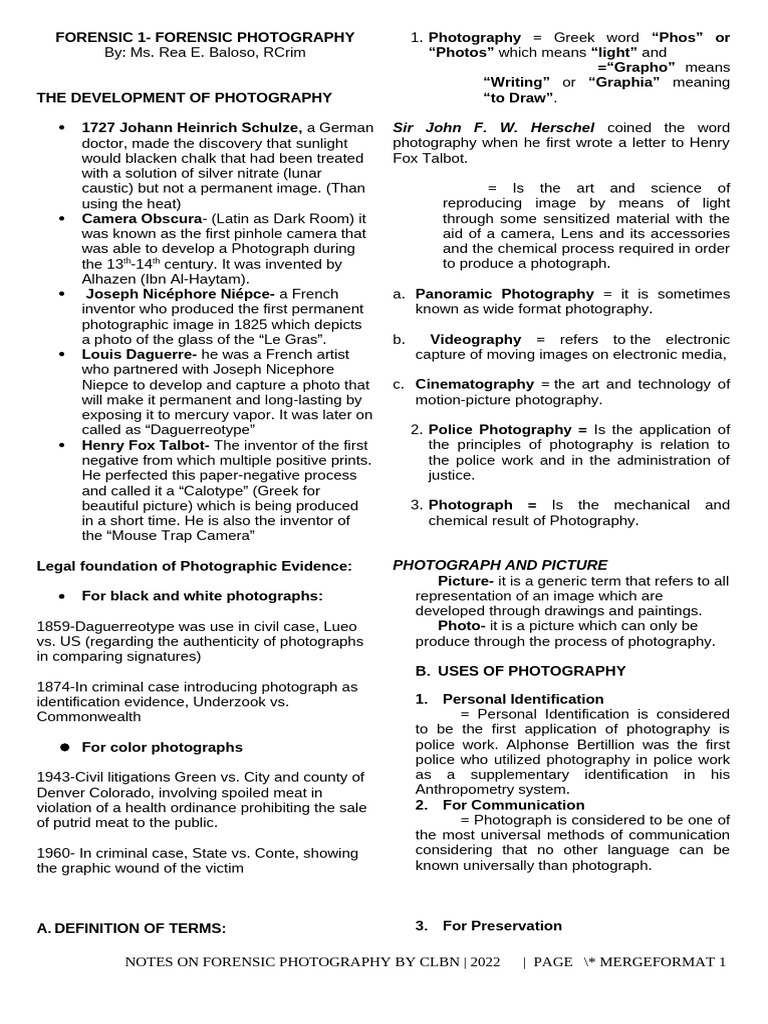 Forensic 1 FORENSIC PHOTOGRAPHY BY CLBN | PDF | Camera | Camera Lens