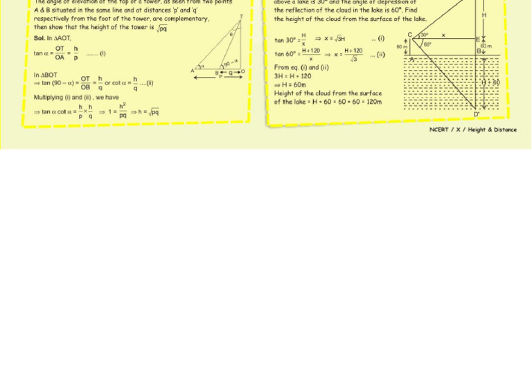 Height and Distance_Concept Map(Class-10) | PDF